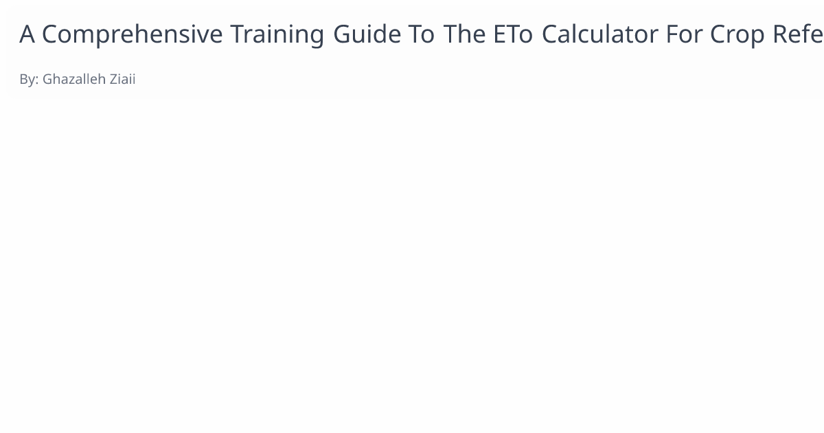 Comprehensive ETo Calculator Training: Crop ETo Guide | Waterlyst