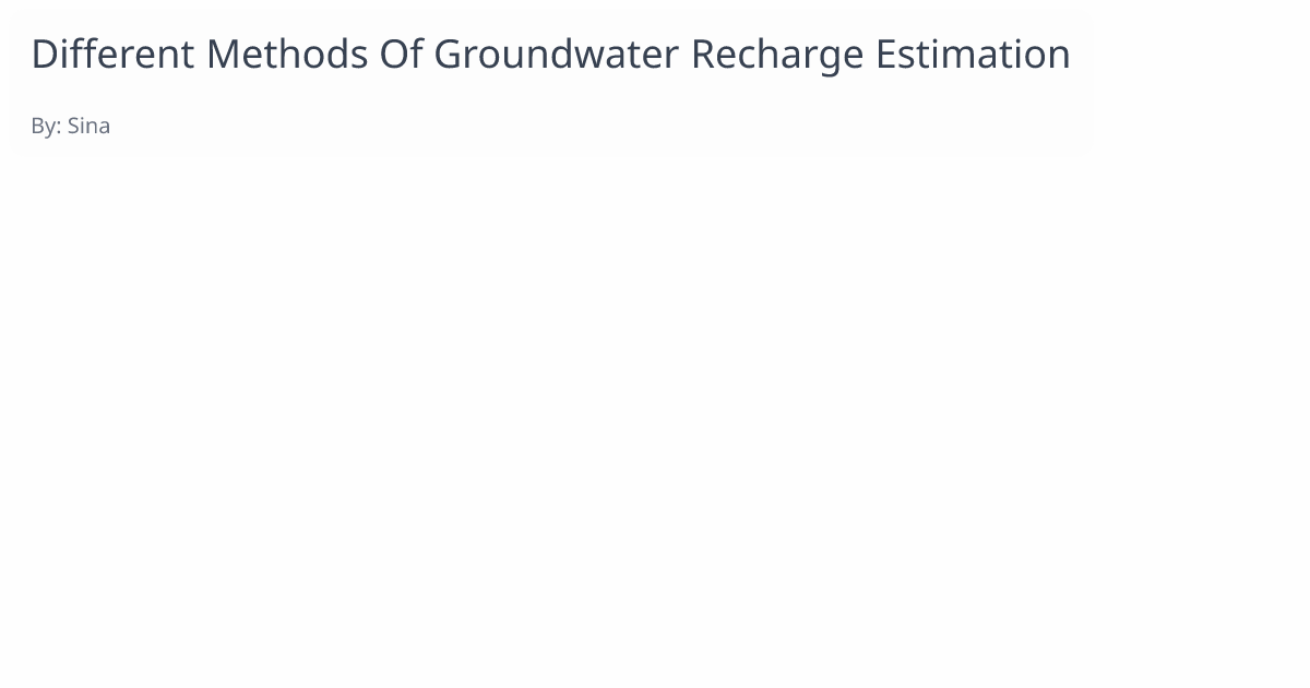 Groundwater Recharge Estimation: Best Methods Review