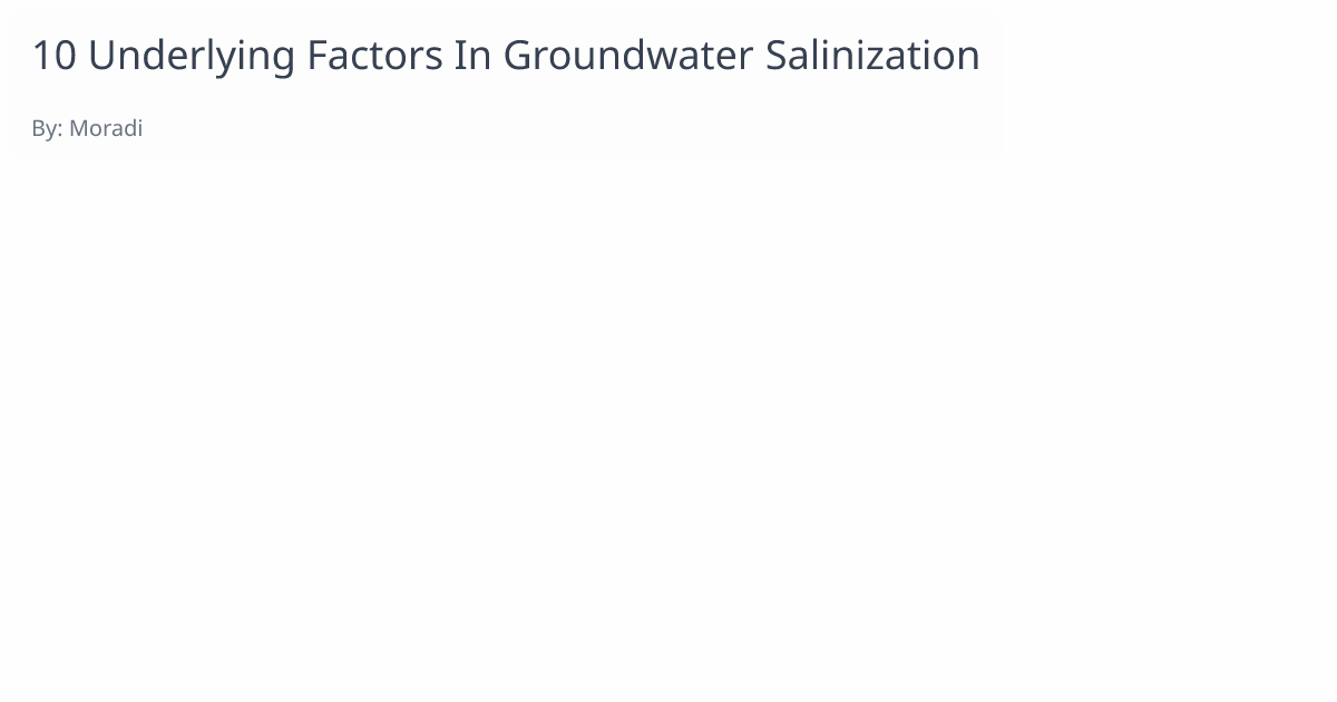 10 Underlying Factors in Groundwater Salinization | Waterlyst