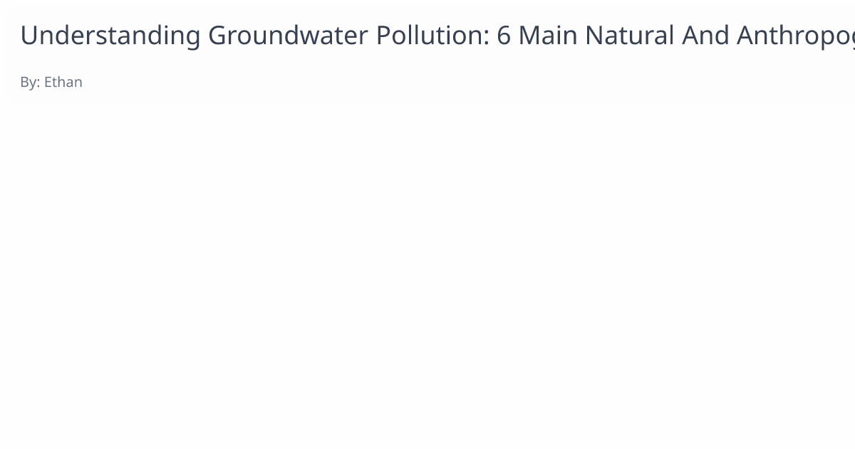Groundwater Pollution: A Threat to Our Invisible Water Source | Waterlyst